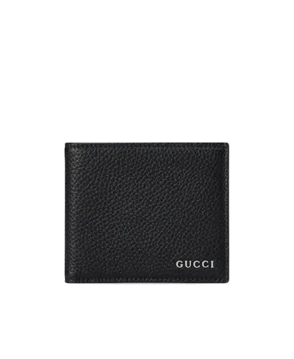 Gucci Logo Lettering Bi-fold Wallet - Black