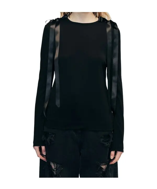 Simone Rocha Long Sleeve T-shirt With Satin Bow Detail