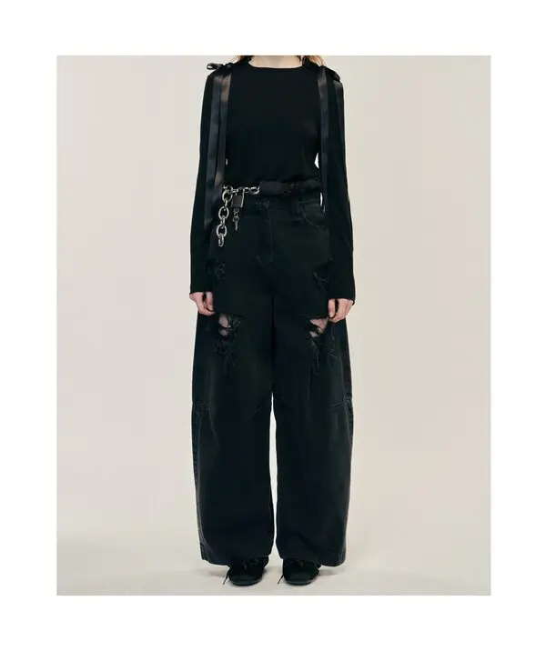 Simone Rocha Long Sleeve T-shirt With Satin Bow Detail