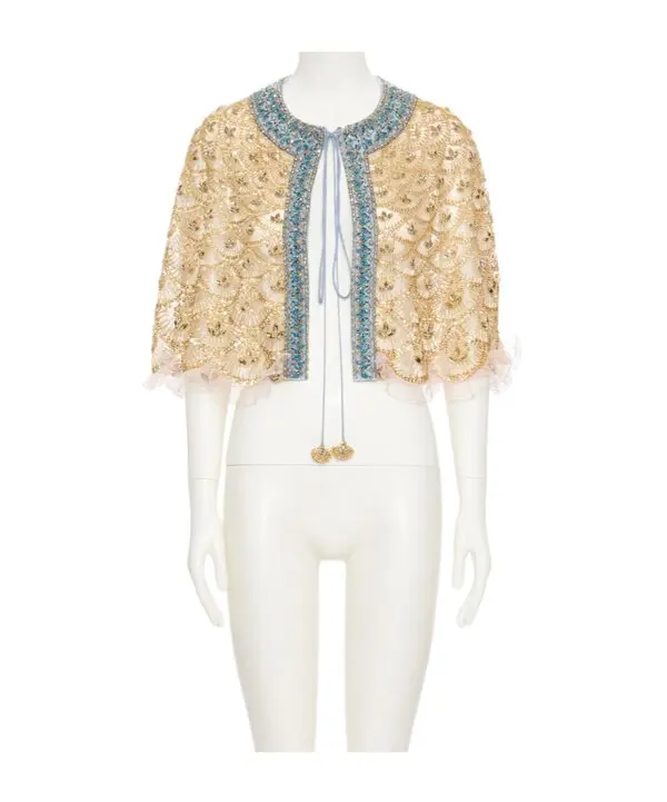 Valentino Garavani Embellished Lace Up Cape - White