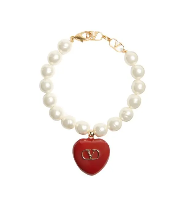 Valentino Garavani Coeur Royal Logo Plaque Bracelet - Golden