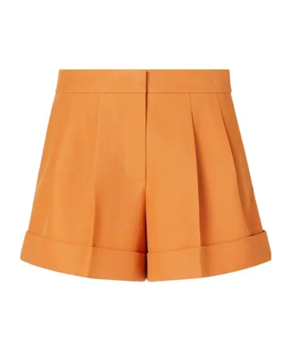 Fendi Pleated Flared Shorts - Orange
