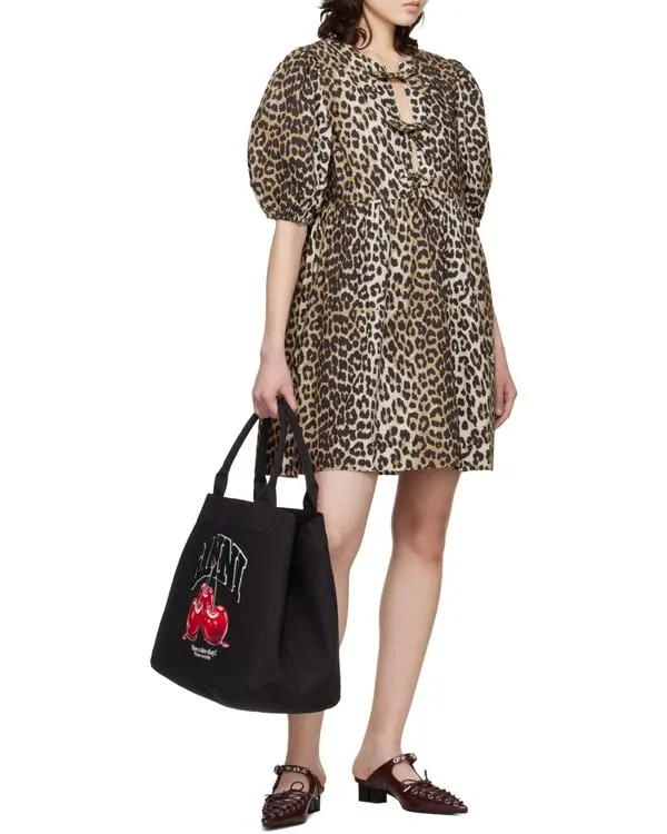 GANNI Cherry Print Tote Bag - Phantom Black