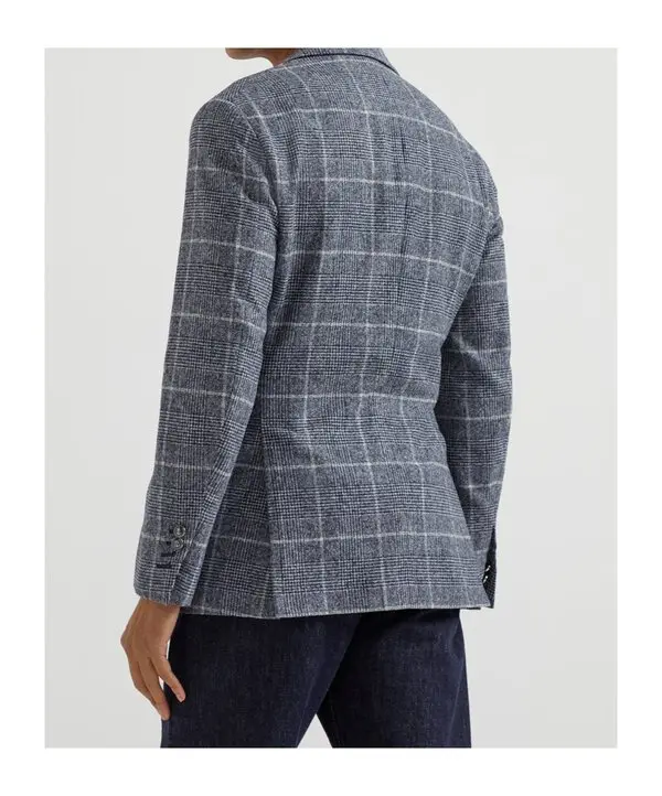 Brunello Cucinelli Overcheck Prince Of Wales Deconstructed Cavallo Blazer - Gray