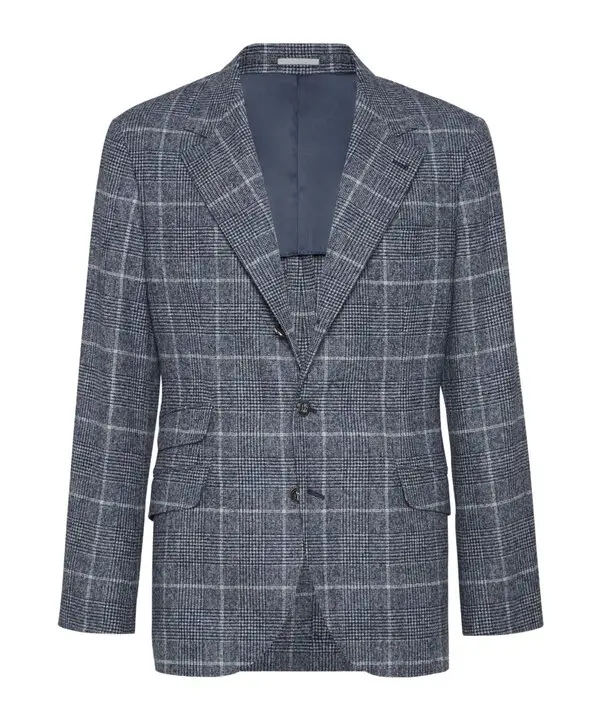 Brunello Cucinelli Overcheck Prince Of Wales Deconstructed Cavallo Blazer - No