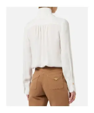 Elisabetta Franchi V-neck Long Sleeve Blouse - Ivory