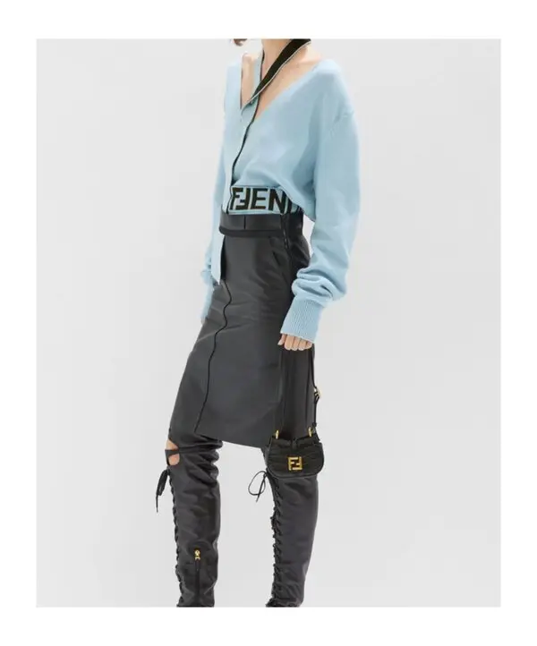 Fendi Light Wool Blend Cut-out Detailed Cardigan