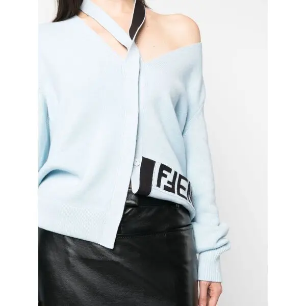 Fendi Light Wool Blend Cut-out Detailed Cardigan
