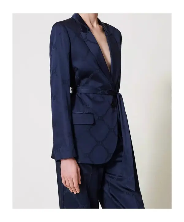TWINSET Logo Jacquard Blazer - Indigo