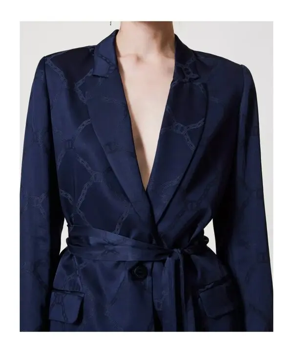 TWINSET Logo Jacquard Blazer - Indigo