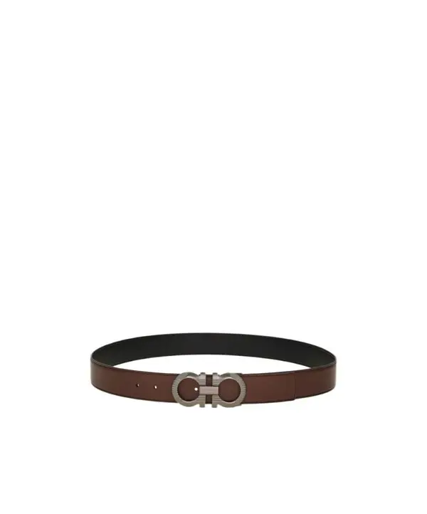 FERRAGAMO Double-sided Gancini Belt - Midnight Blue/black