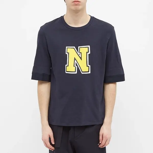 Neil Barrett Navy Blue Logo Printed T-shirt