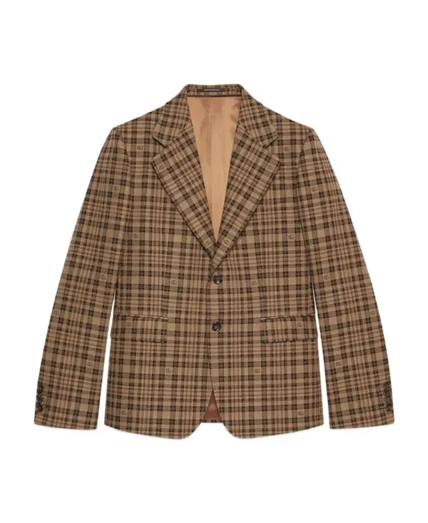 Gucci Checked Blazer With Gg Monogram