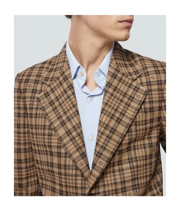 Gucci Checked Blazer With Gg Monogram