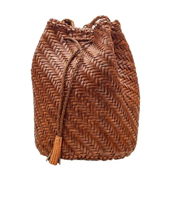 Dragon Diffusion Pompom Double Jump Bucket Bag - Tan