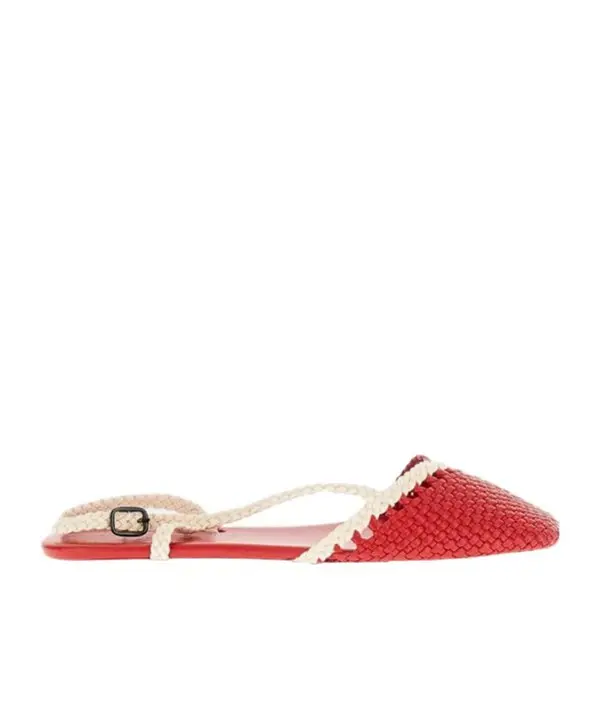 Hereu Rondaia Woven Asymmetrical Sandals - Beige/red