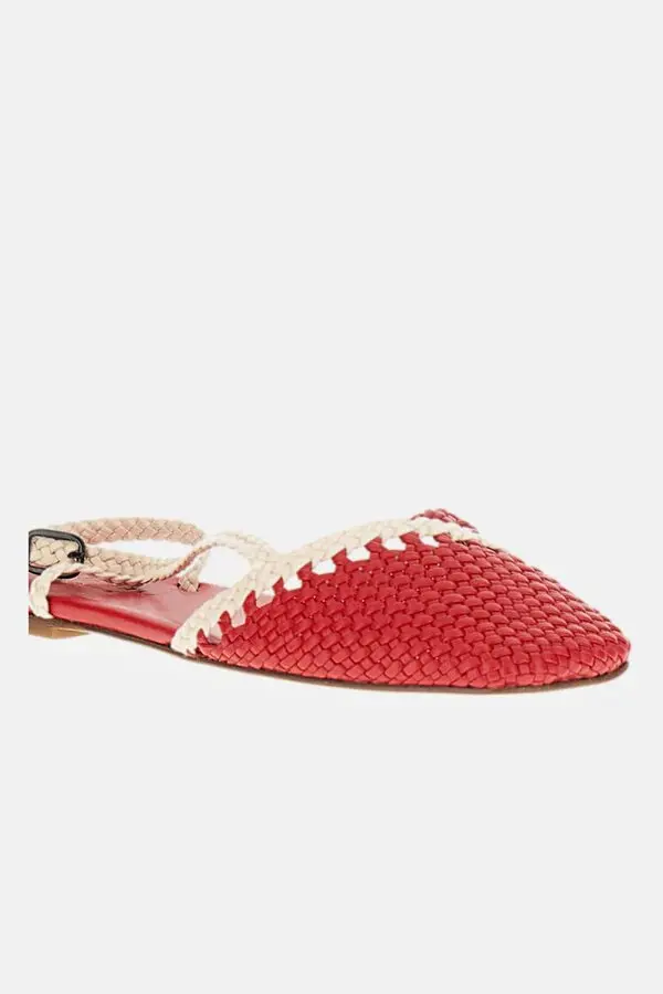 Hereu Rondaia Woven Asymmetrical Sandals - Beige/red