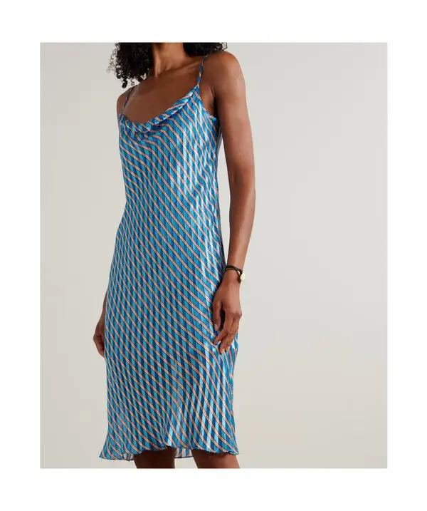 Dries Van Noten Cowl Neck Striped Slip Dress