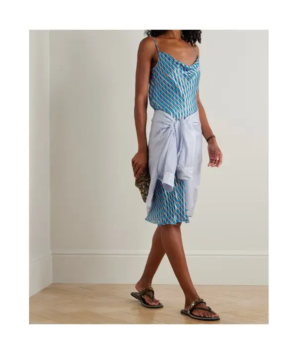 Dries Van Noten Cowl Neck Striped Slip Dress