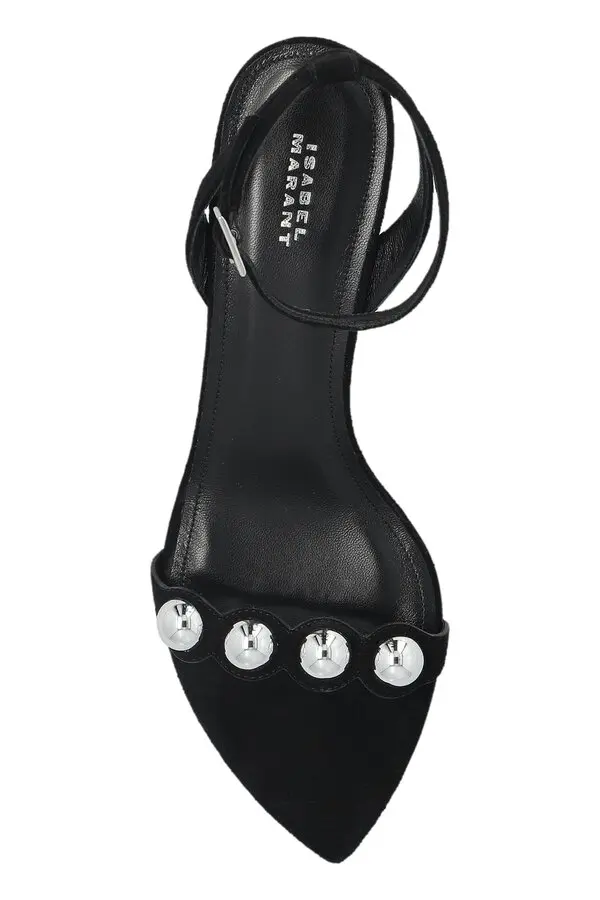 Isabel Marant Étoile Suede Pointed Toe Heeled Sandals With Embellishments