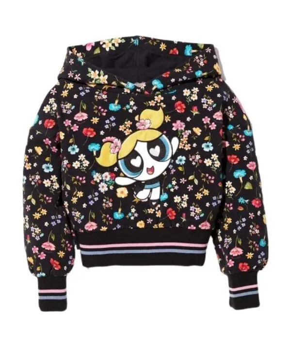 Monnalisa Floral Print Hoodie - Black