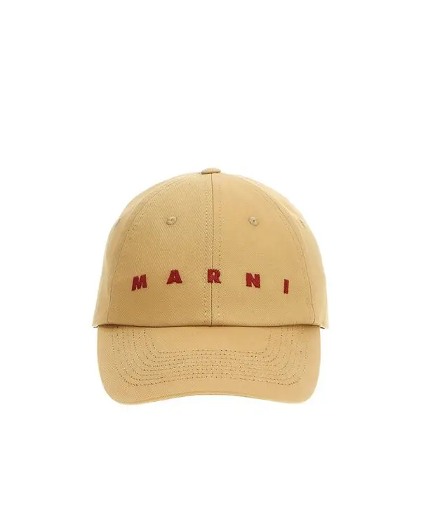 Marni Logo Embroidered Baseball Cap - Nude