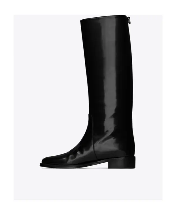 Saint Laurent Hunt Round Toe Boots - Black