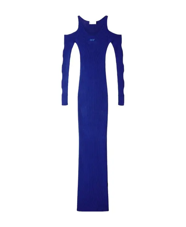 Off-White Cut-out Long-sleeved Maxi Dress - Blue