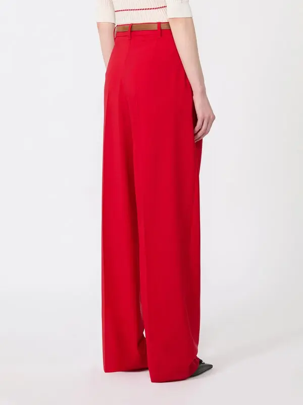 Max Mara Pleated Wide-leg Trousers With Belt - Red