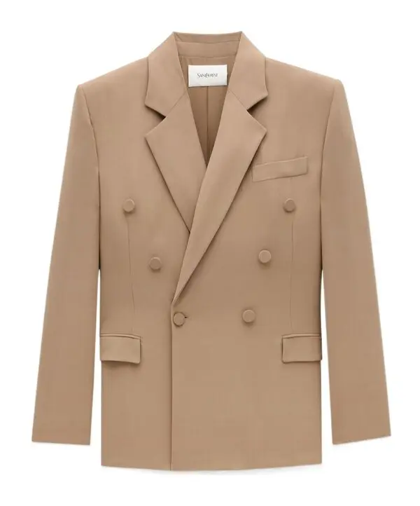 Saint Laurent Oversized Double-breasted Jacket - Beige