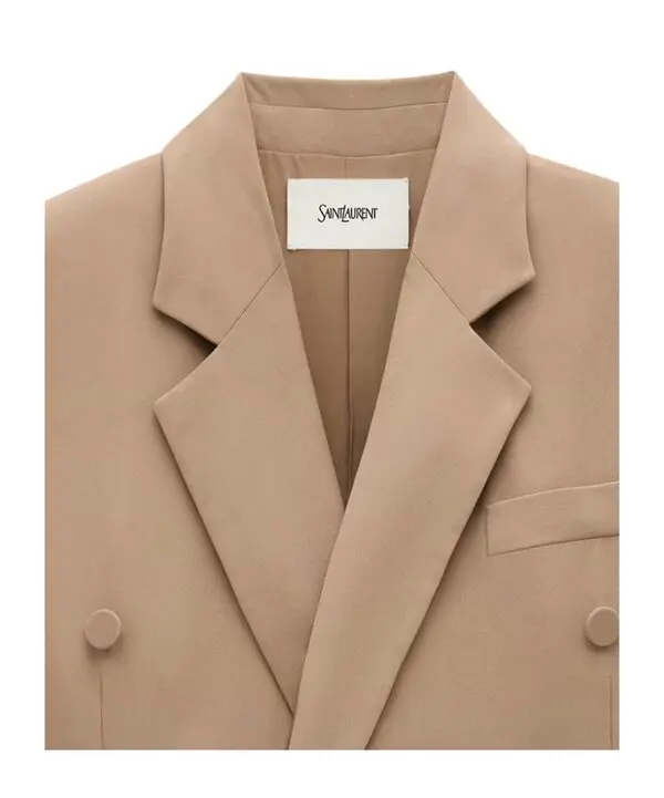 Saint Laurent Oversized Double-breasted Jacket - Beige
