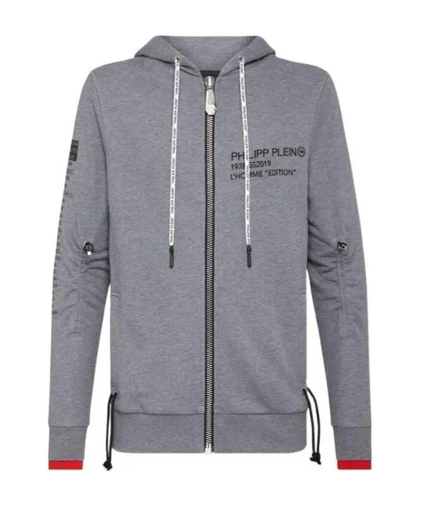 Philipp Plein Logo Casual Zip-up Hooded Jacket