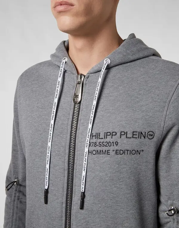 Philipp Plein Logo Casual Zip-up Hooded Jacket