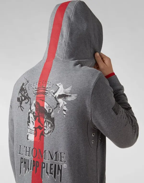 Philipp Plein Logo Casual Zip-up Hooded Jacket
