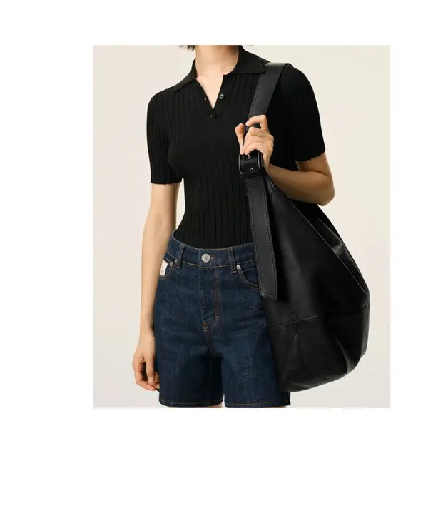 AMI Paris Taurillon Leather Etienne Crossbody Bag - Black