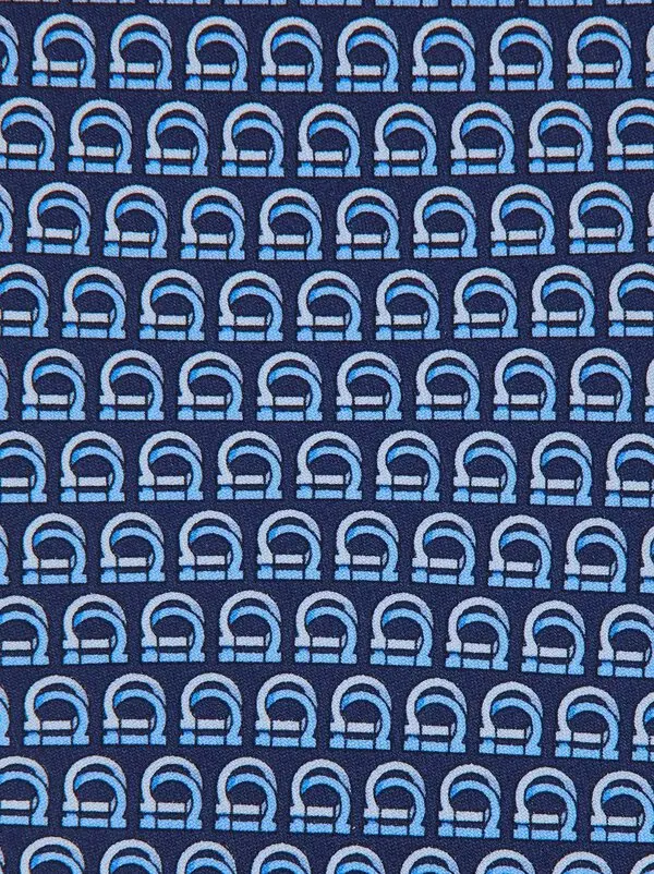 FERRAGAMO Gancini Print Silk Neck Tie