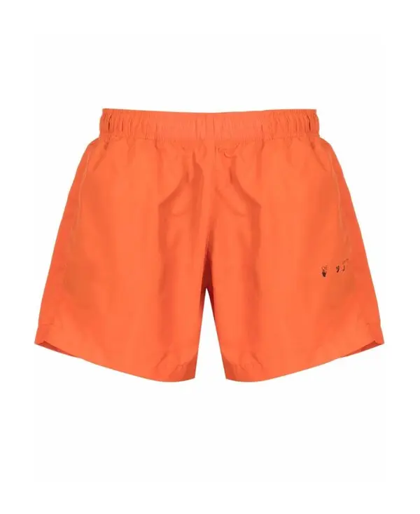 Off-White Diagonal Logo Swim Shorts - Orange
