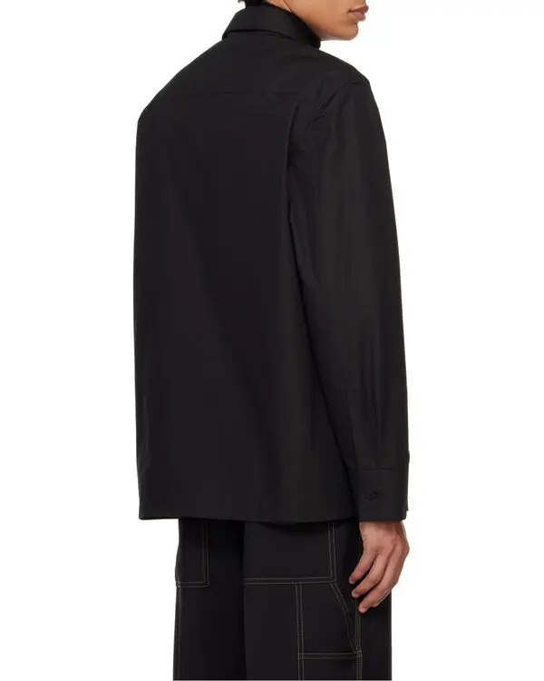 JIL SANDER Long Sleeved Zip-up Shirt - Black