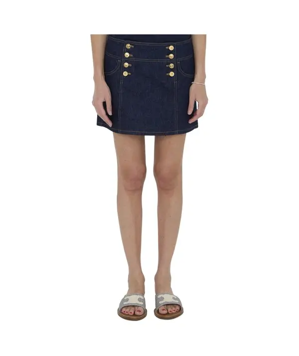 Celine Trapeze Mini Skirt In Denim