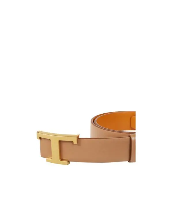TOD'S T Timeless Logo Plaque Reversible Belt - Orange