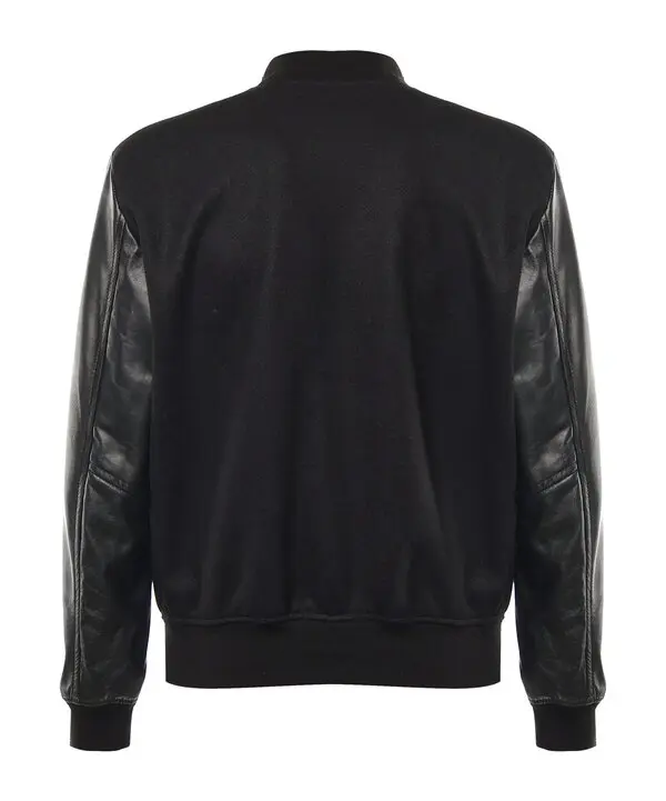 GIULIANO GALIANO Varsity Leather-sleeve Jacket - Black