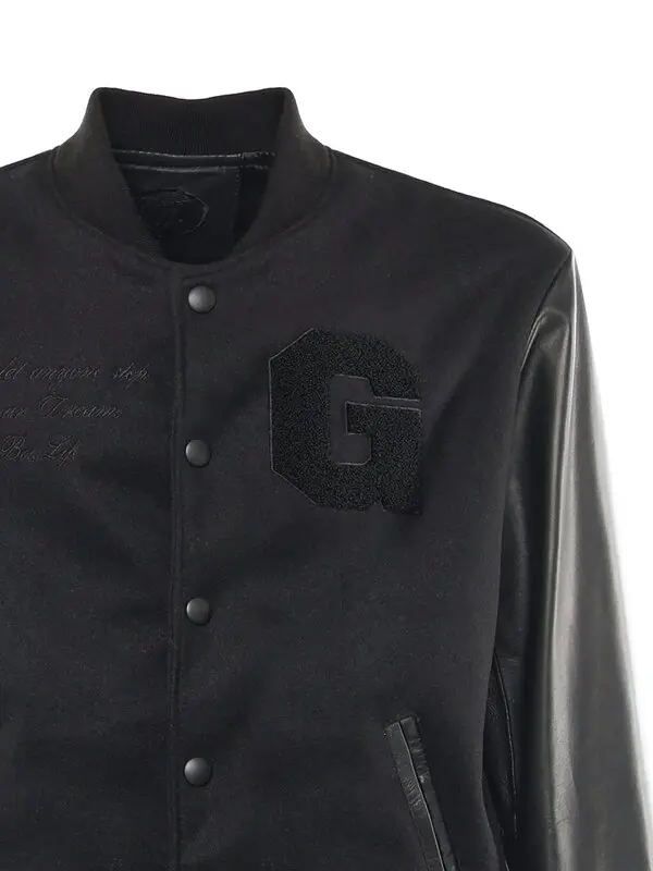 GIULIANO GALIANO Varsity Leather-sleeve Jacket - Black