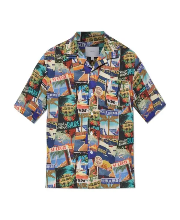 Rhude Postcard Print Short Sleeve Shirt