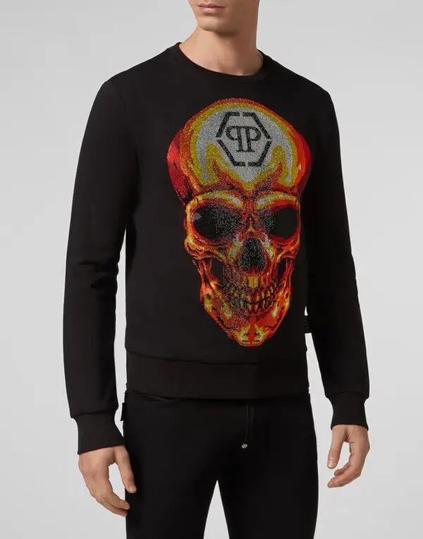 Philipp Plein Embellished Skull Crewneck Sweatshirt