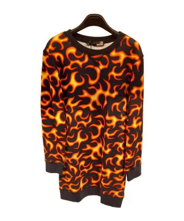 Moschino Flame Print Sweatshirt Dress