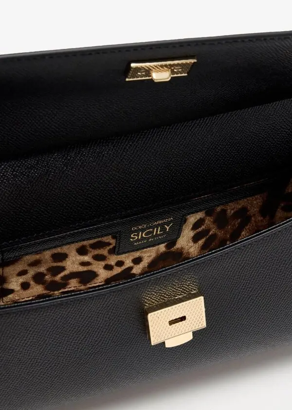 Dolce & Gabbana Sicily Handbag With Logo Plaque - Black