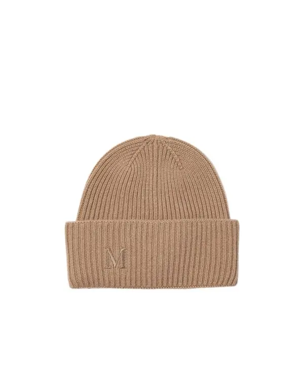 Max Mara Logo Embroidered Ribbed Beanie - Brown