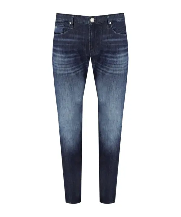 Emporio Armani Logo Plaque Slim-fit Jeans - Black