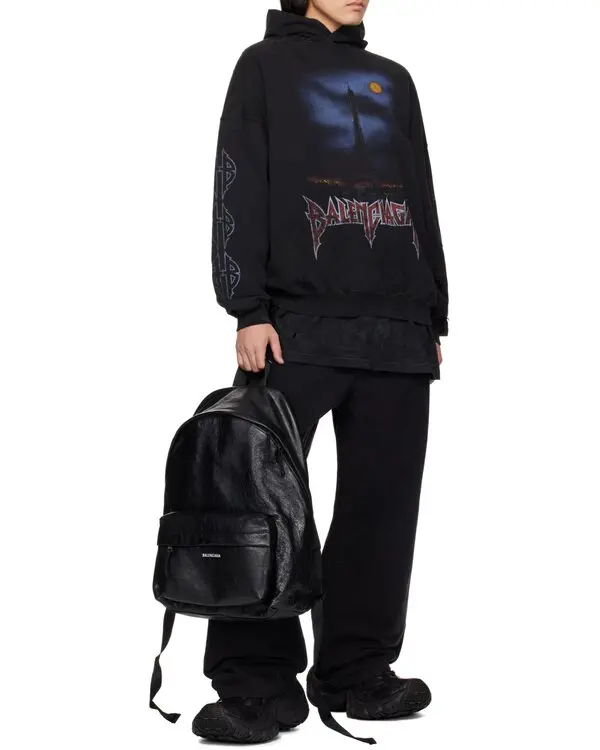 Balenciaga Explorer Logo Printed Backpack - Black