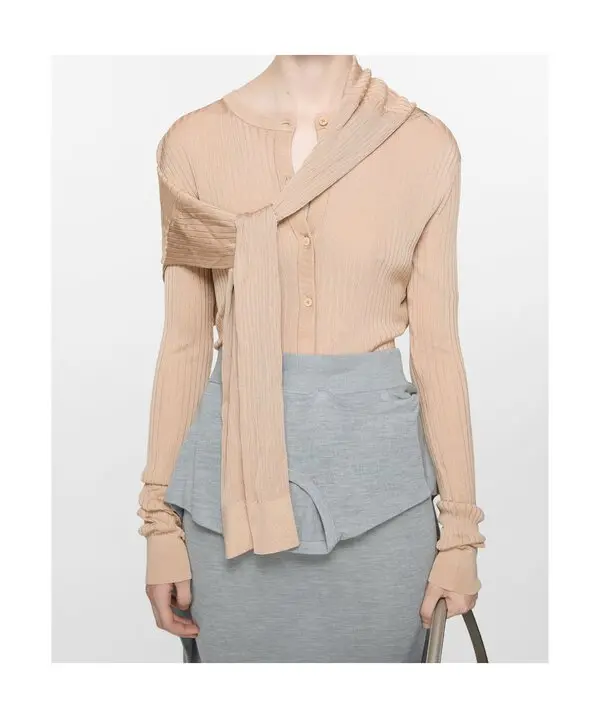 Acne Studios Ribbed Knit Cardigan With Front Button Closure